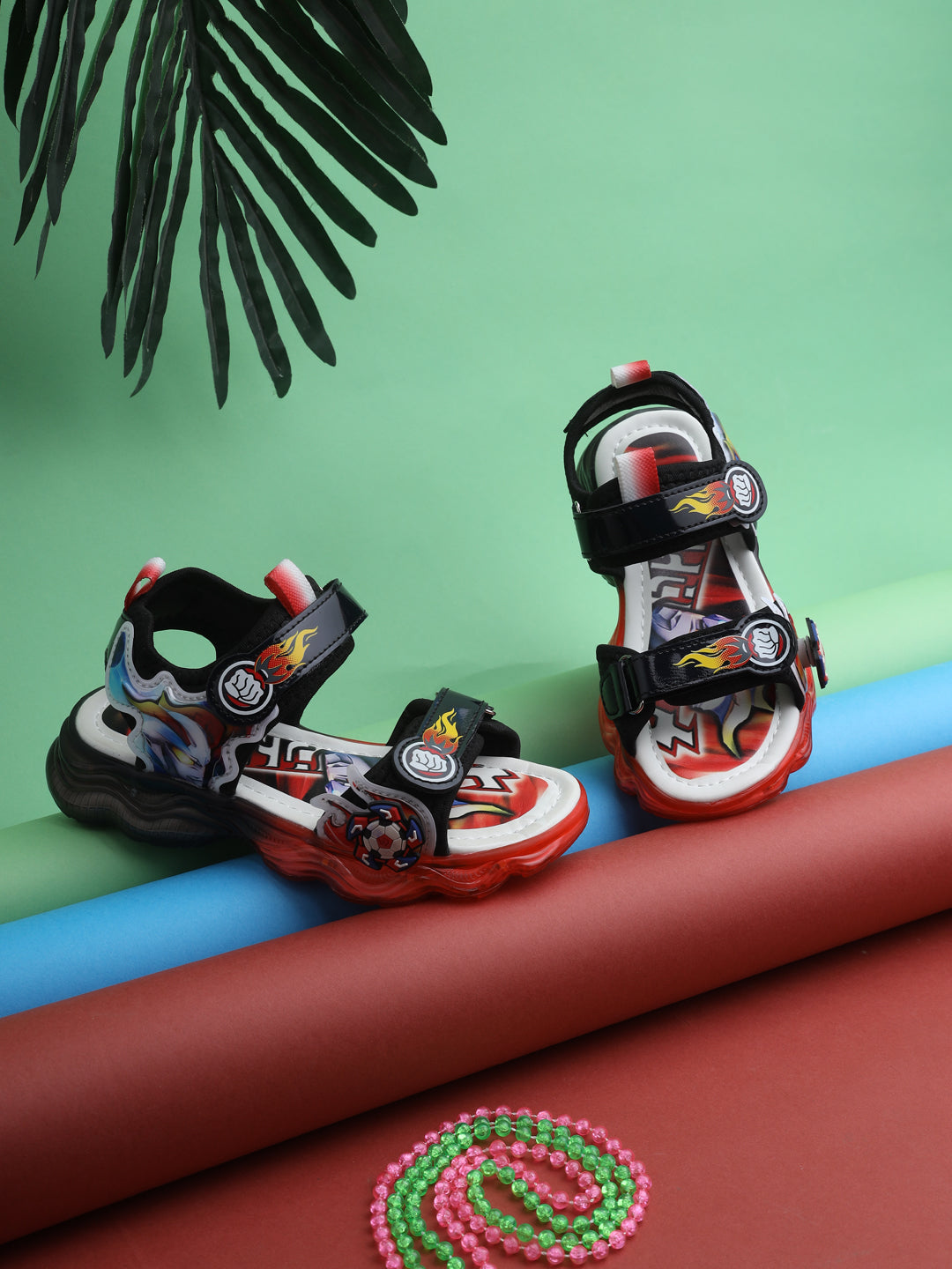 Red PU Velcro With LED Lights Sandals For Kids-Unisex (TC-211-RED ...