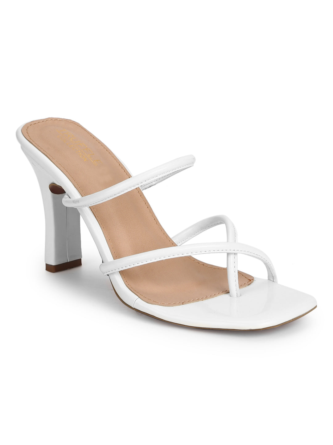 White Patent Glossy High Heel Mules – Truffle Collection