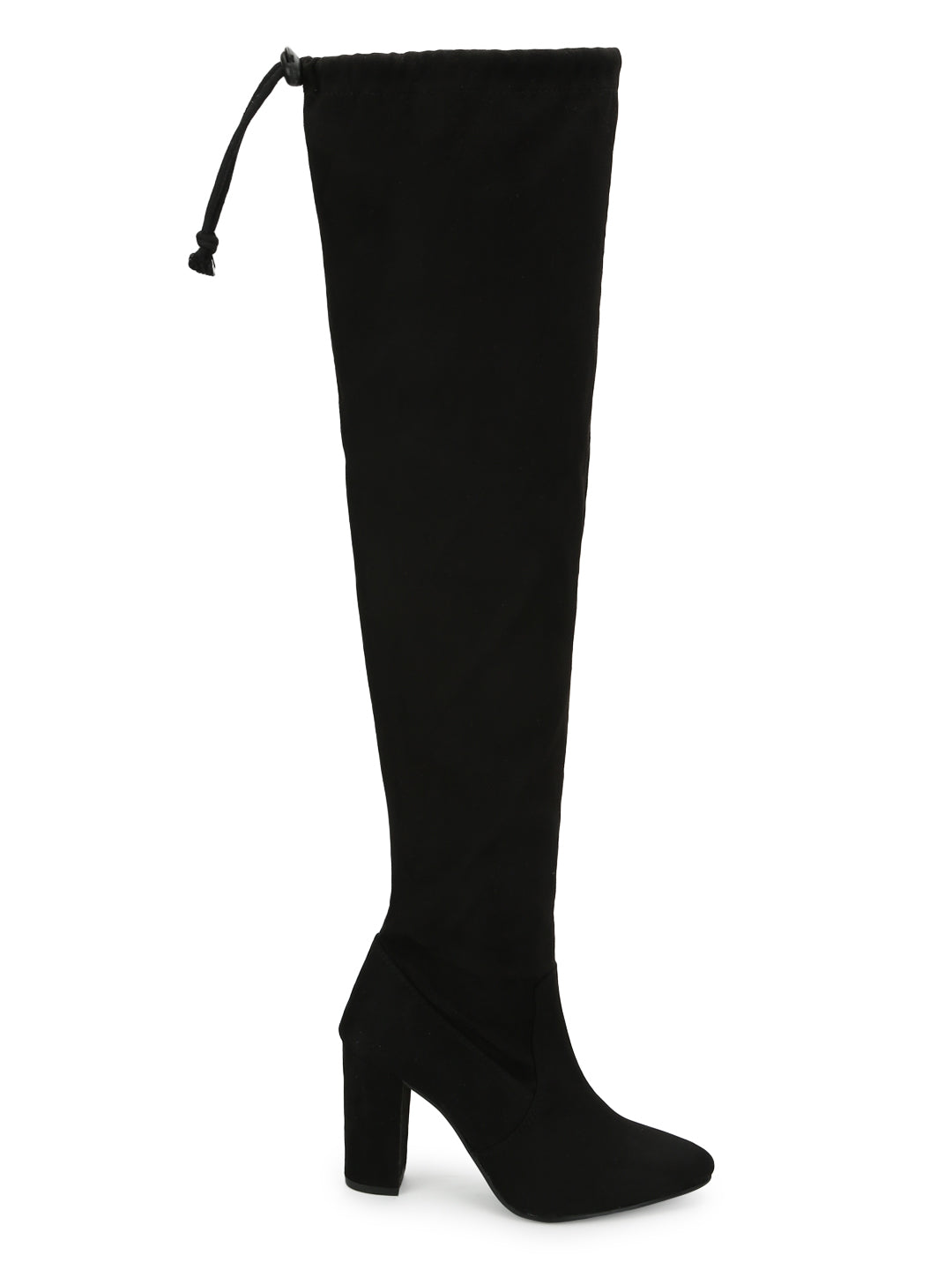 Black Suede Block Heel Thigh High Boots (ST-1179) – Truffle Collection
