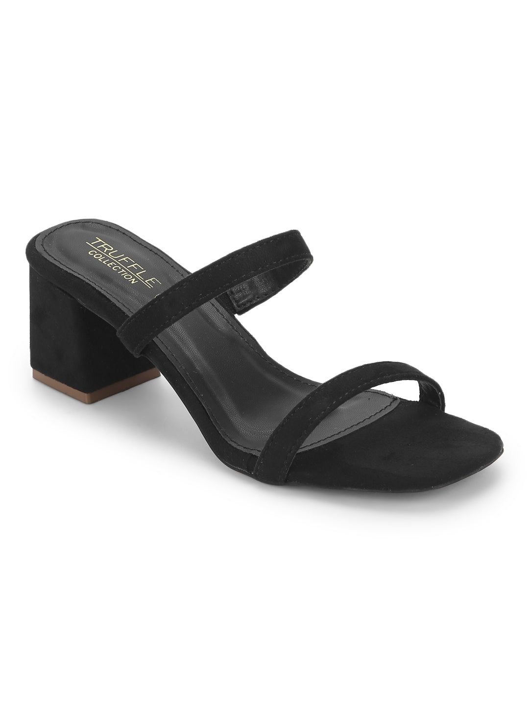 Black Micro Low Block Heel Mules – Truffle Collection